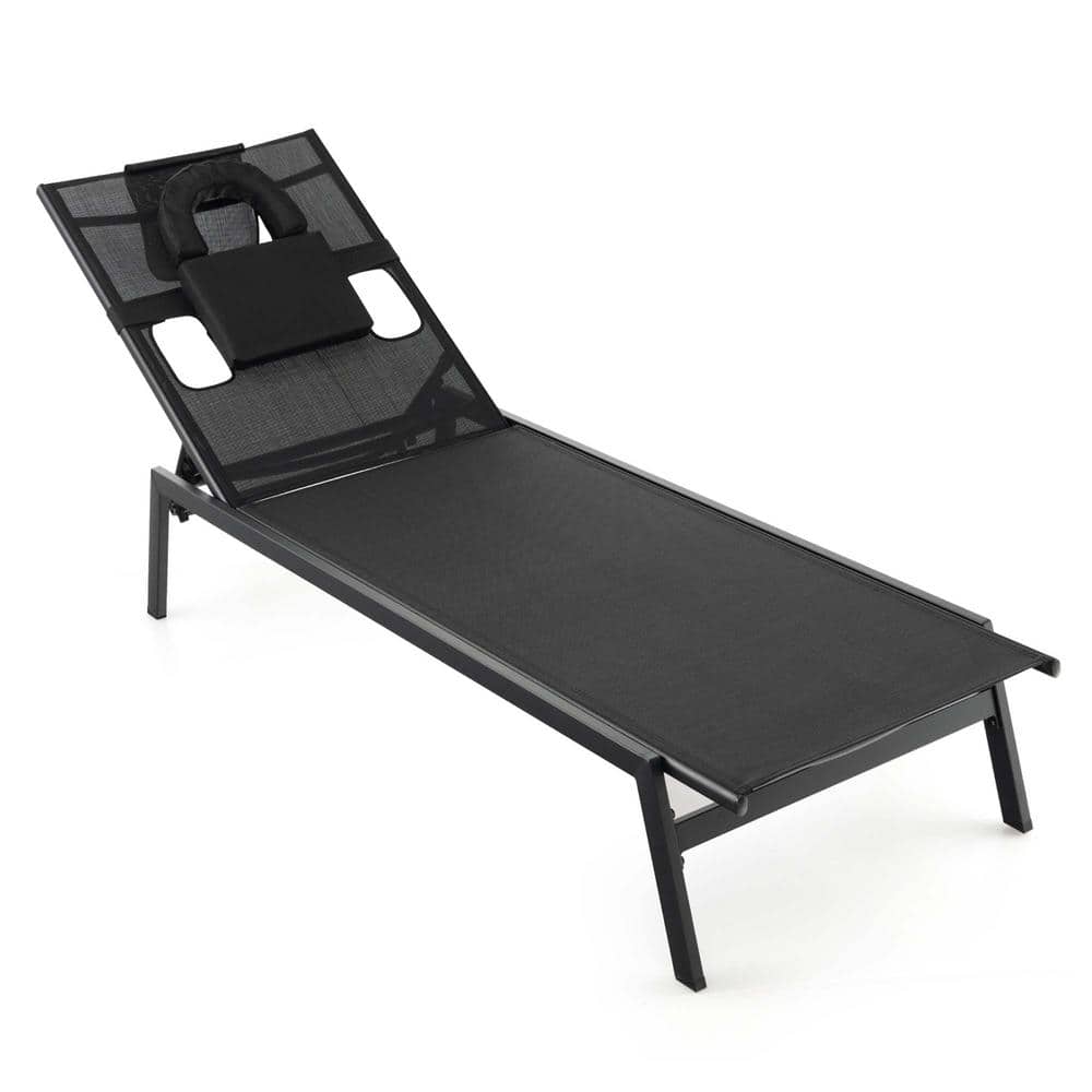 Costway Patio Tanning Lounge Chair 5-Position Outdoor Recliner with ...