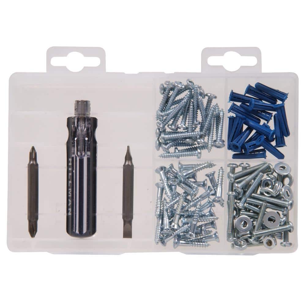 Hillman Zinc Screw Assortment with Bits Assorted Kit (130-Pack) 591528 ...