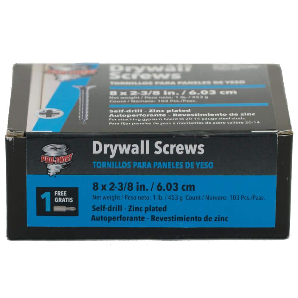 Pro-Twist #8 x 2-3/8 in. #2 Phillips Bugle Head Coarse Thread Self ...