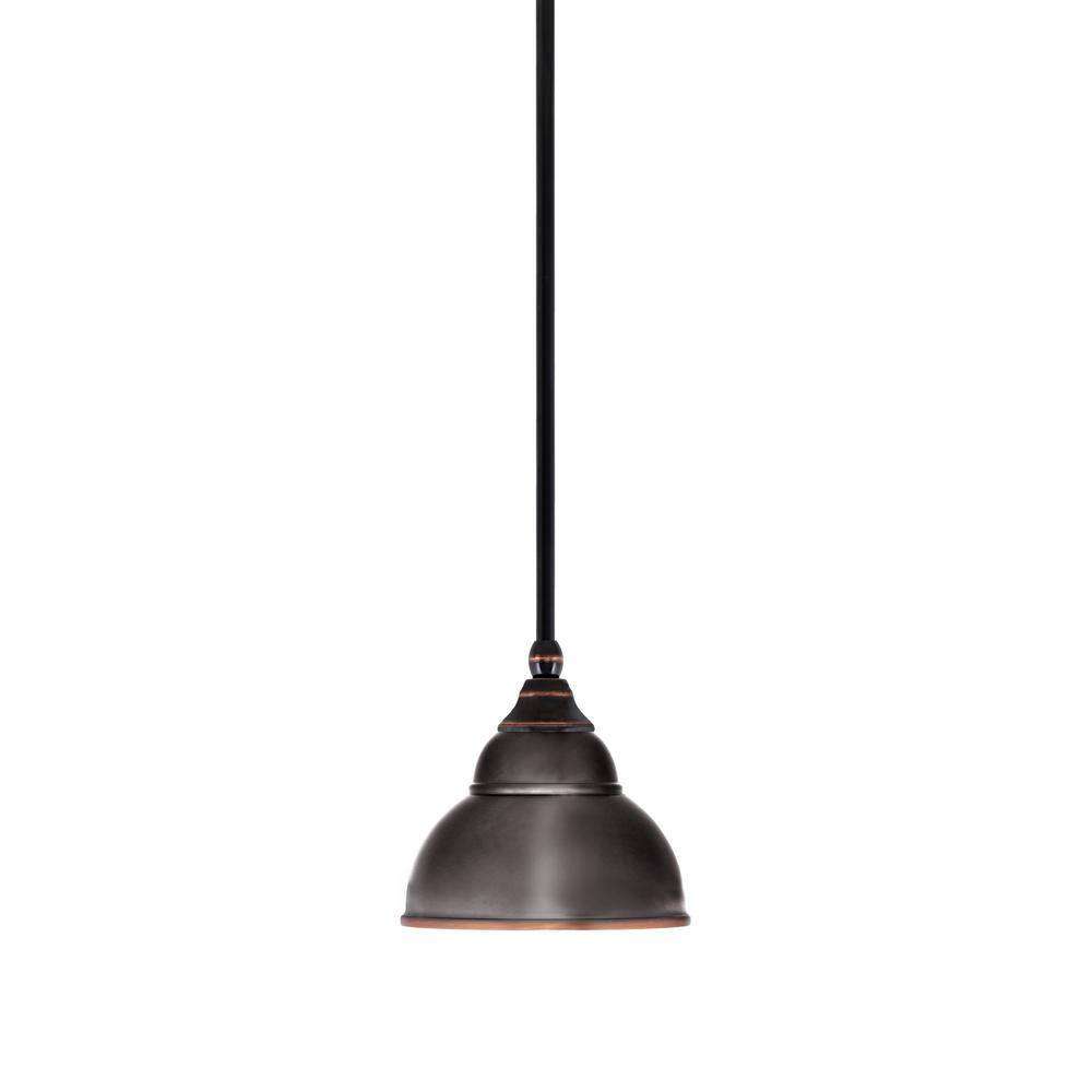 Lighting Theory Sparta 100-Watt 1 Light Black Shaded Pendant, Mini ...