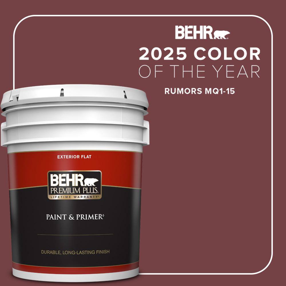 BEHR PREMIUM PLUS 5 gal. #MQ1-15 Rumors Flat Exterior Paint & Primer ...