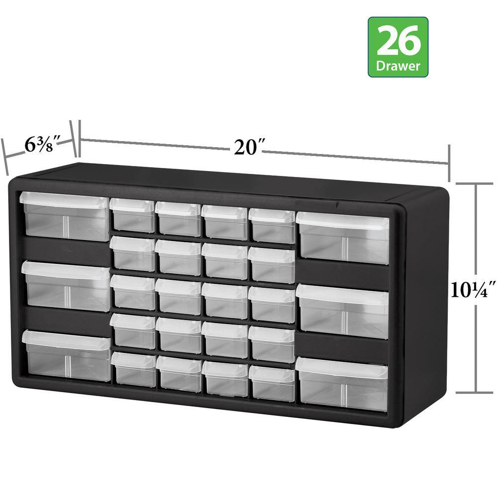 Akro-Mils 10126, 20 in. W x 6 3/8 in. D x 10 1/4 in. H, 26-Compartment ...