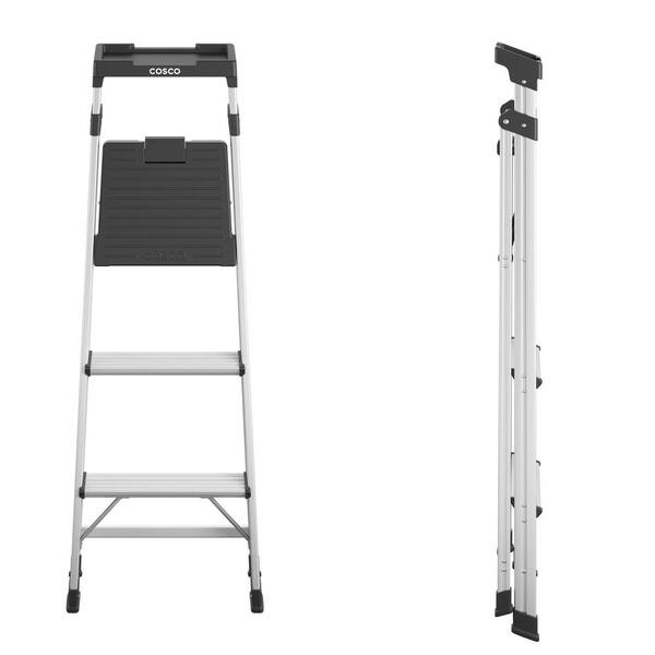 COSCO 3-Step 5 ft. Lite Solutions Folding Step Stool (Black) 20552ABL ...
