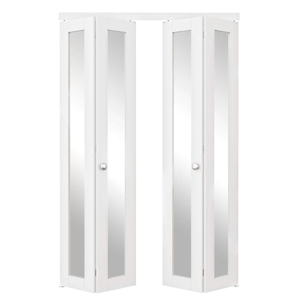 ARK DESIGN 48 in. x 94 in. 1-Lite Mirrored Glass and Solid Core White ...