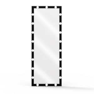Seafuloy Black 24 in. W x 63 in. H Hollywood LED Full Length Mirror ...