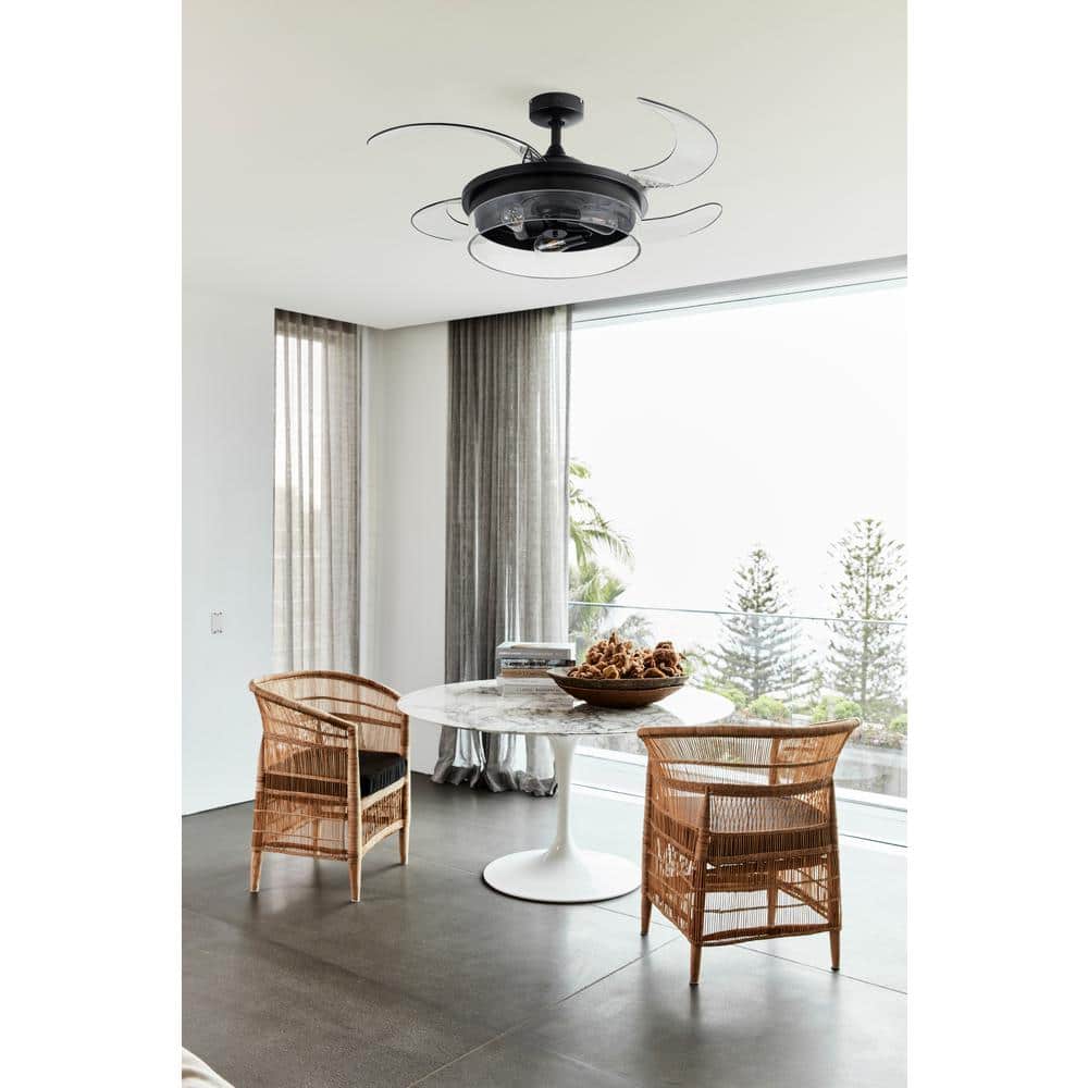 Fanaway Brisbane 48 in. Indoor Matt Black Retractable Ceiling Fan with ...