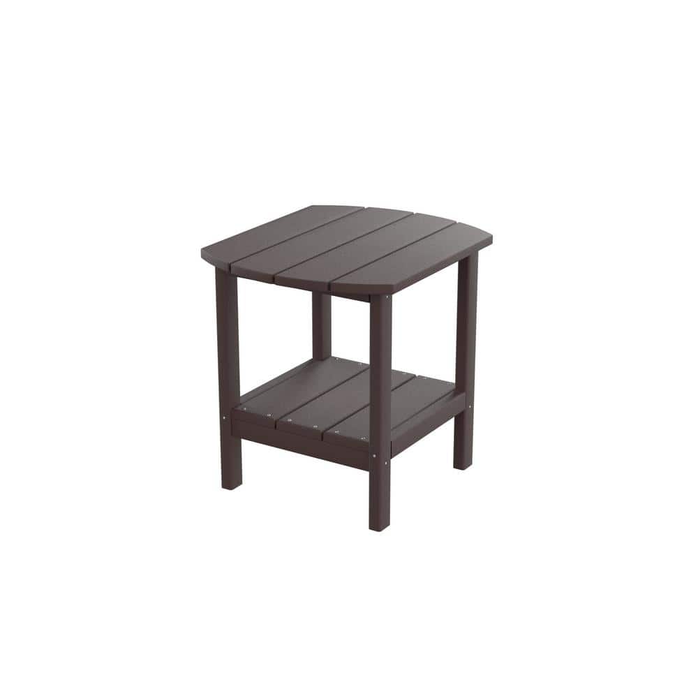 Tidoin Brown Plastic Outdoor Side Table JUST-YDW1-1879 - The Home Depot