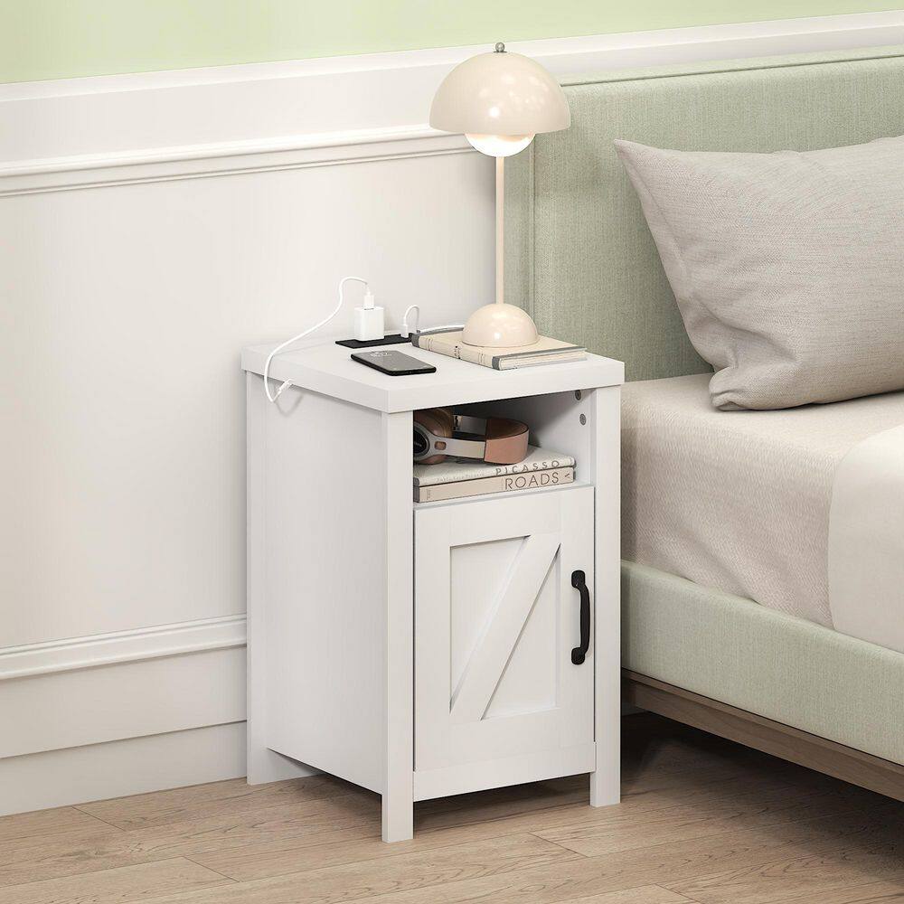 Furinno Farmhouse White 15.1 in. W Nightstand 25175WHD - The Home Depot