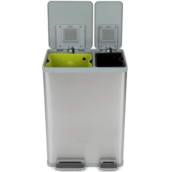 SIMPLI-MAGIC 16 Gal. (38L x 22L) Dual Compartment Step Trash Can ...