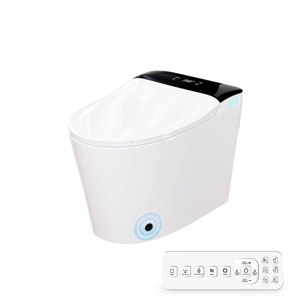 CASAINC Elongated Tankless Smart Bidet Toilet 1. 28GPF in White with ...
