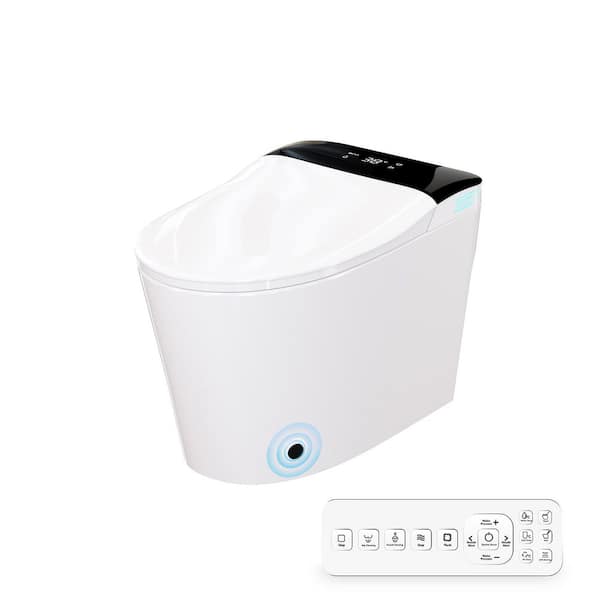 CASAINC Elongated Tankless Smart Bidet Toilet 1. 28GPF in White with ...