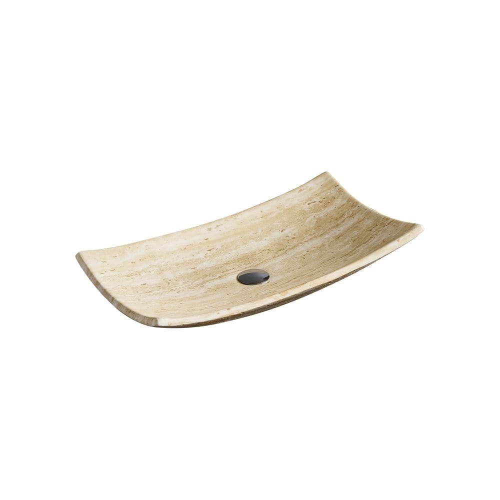SJ STAR&JANE 26 in. x 13 in. Artificial Stone Bathroom Vessel Sink Zen ...
