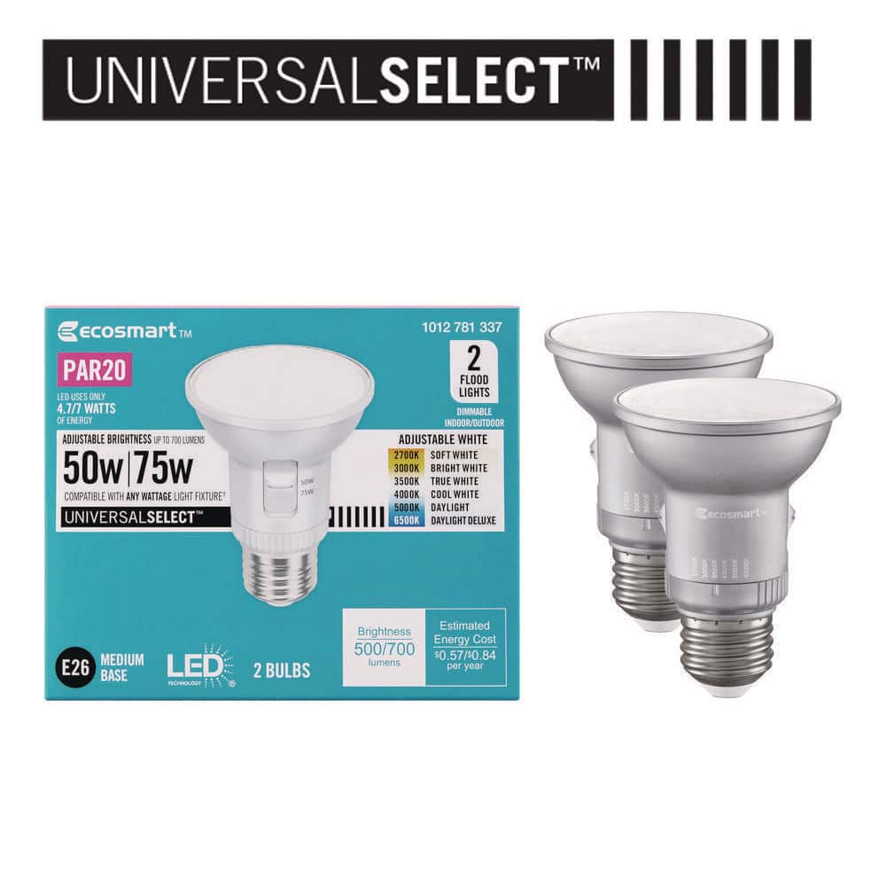 EcoSmart Universal Select 50/75-Watt Equivalent PAR20 Dimmable ...