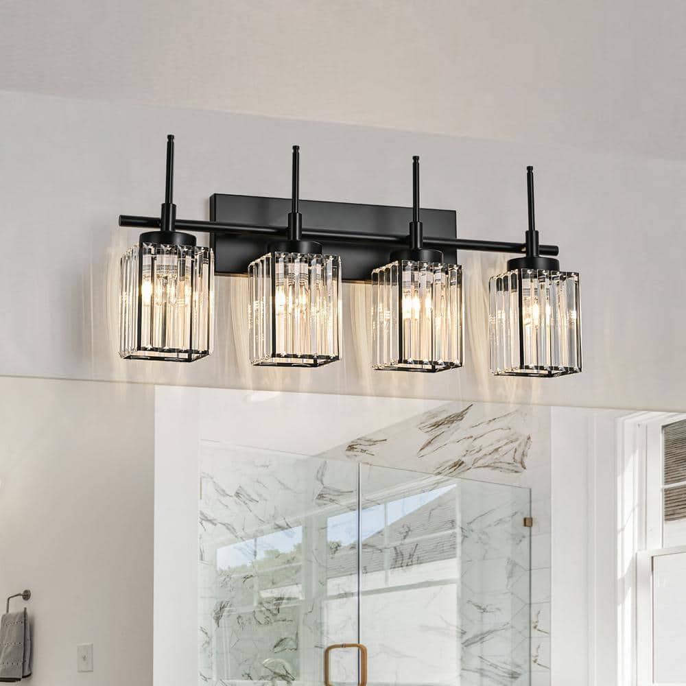 EDISLIVE Orillia 27.17 in. 4-Light Modern Industrial Black Bathroom ...