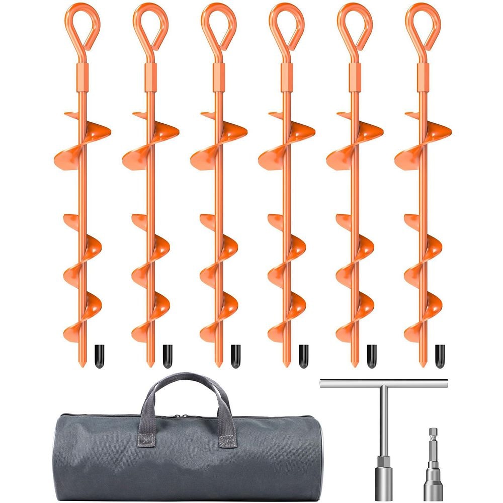 MOEPISY 6 Pack Tent Stakes Heavy Duty, 15 Inch Ground Anchors Screw in ...