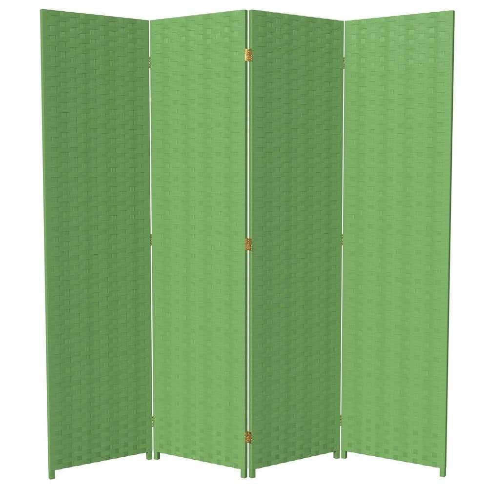 Oriental Furniture 6 ft. Light Green 4-Panel Room Divider SSFIBER-4P ...