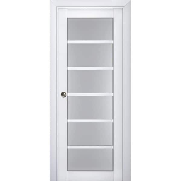Sartodoors 28 in. x 80 in. 1 Panel White Finished Solid Wood Sliding ...