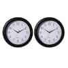 CLOCKWISE Set of 2 13.75 in. Plastic Black Round Silent, Non-Ticking ...
