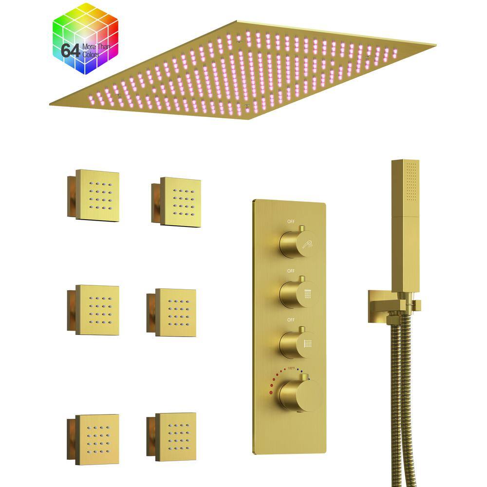 GRANDJOY RBG with Thermostatic Valve, 6 Jets 7-Spray Ceiling Mount 20 ...