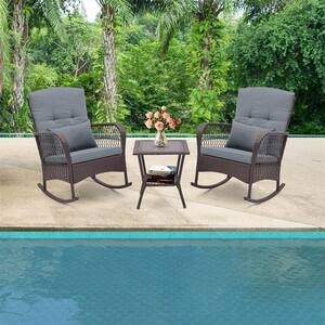 Uixe 3-Piece Steel Patio Conversation Set with Gray Cushions GMI ...