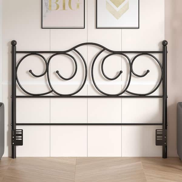 VECELO Metal Full Headboard, Victorian Style Flower Design, 42.72" Tall ...