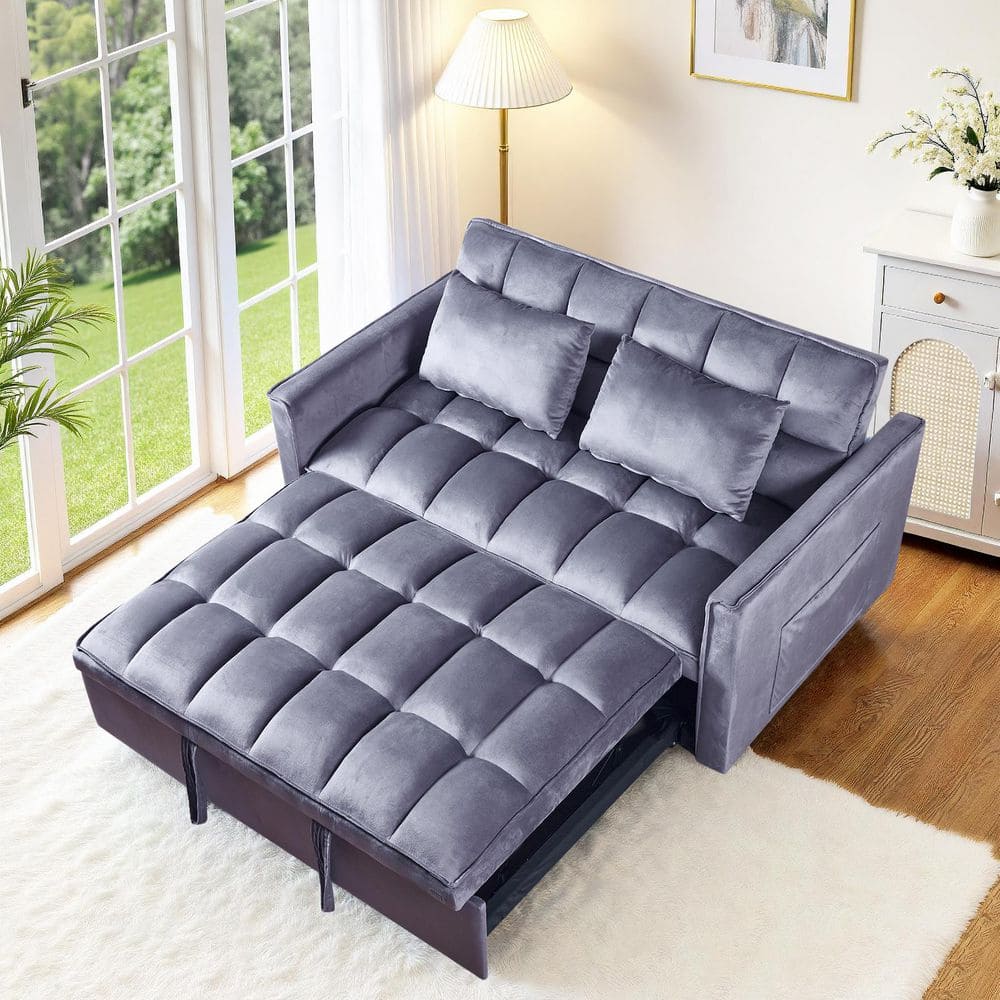 WONDER COMFORT Casual 3-in-1 Convertible Sleeper Loveseat 51 in. W ...