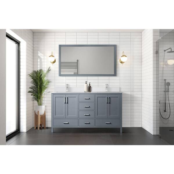 Lexora Jacques 60 in. W x 22 in. D Dark Grey Bath Vanity and Cultured ...