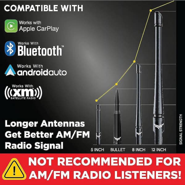 EcoAuto Universal Radio Antenna for Trucks 8 in. Compatible with Ford F Series Dodge Ram Chevy Silverado Jeep Wranglers ANT FLEX 8IN CF