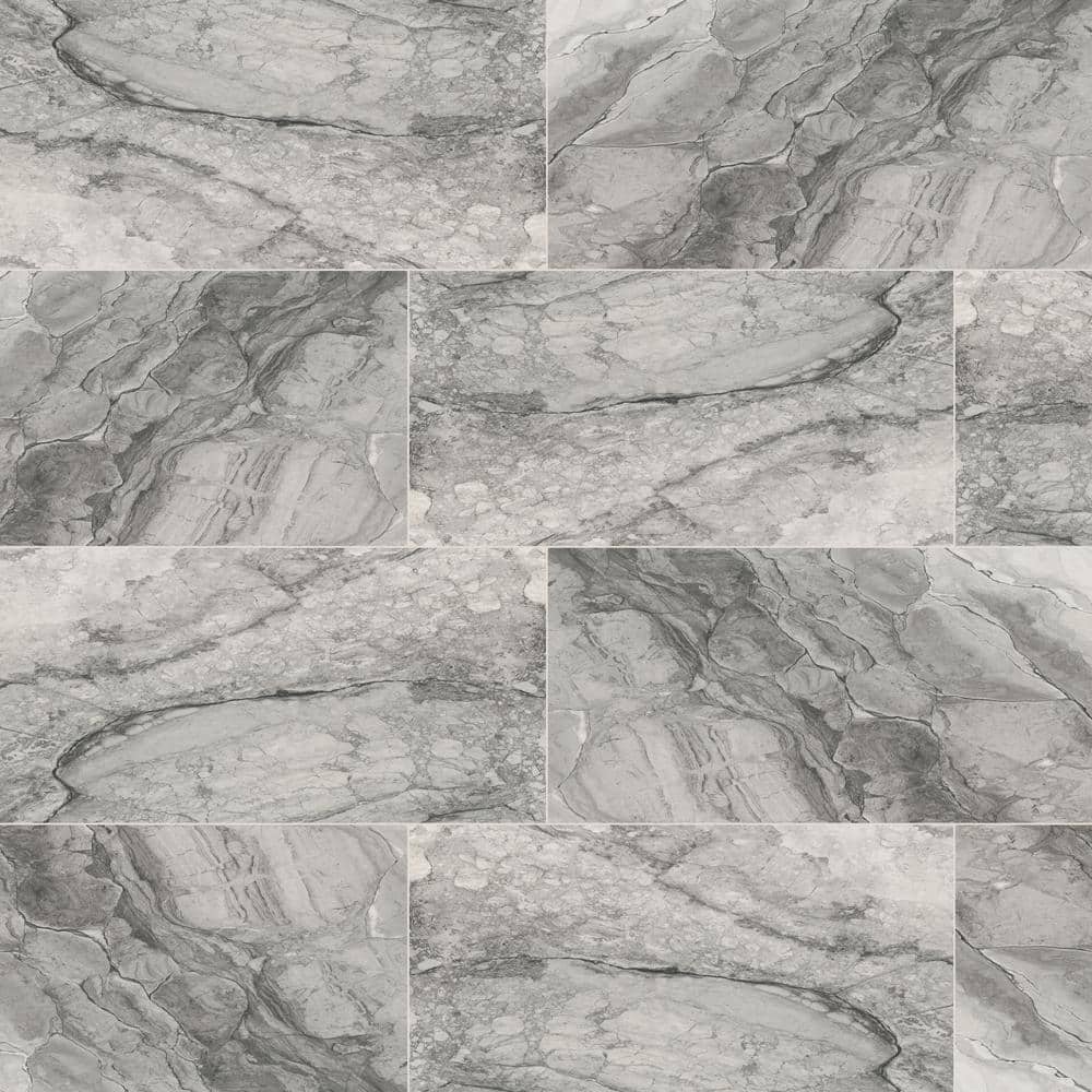 MSI Leonardo Onda Gray 24 in. x 48 in. Polished Porcelain Marble Look ...