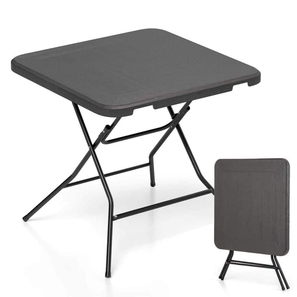 Costway 31.5 in. Black Square Iron Folding Picnic Tables Indoor Outdoor ...