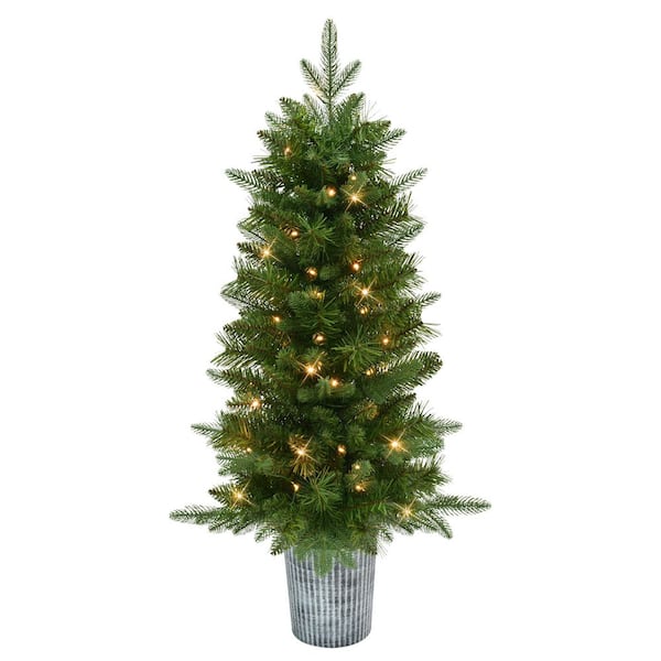 Puleo International Set of 2 3.5 ft. Battery-Operated Pre-Lit Potted ...