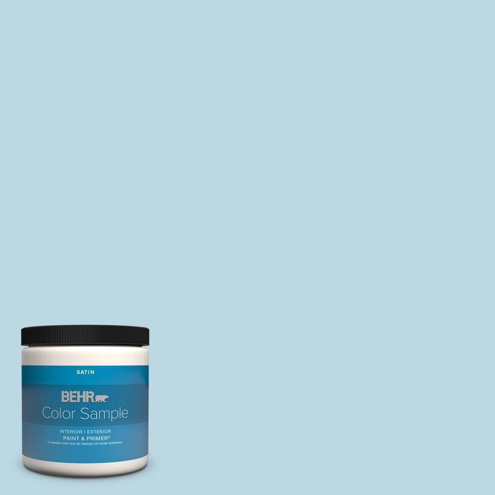 BEHR PREMIUM PLUS 8 oz. #S490-2 Glacial Stream Satin Enamel Interior ...