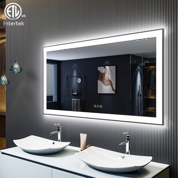 Apmir 55 in. W x 30 in. H Rectangular Space Aluminum Framed Dual Lights ...