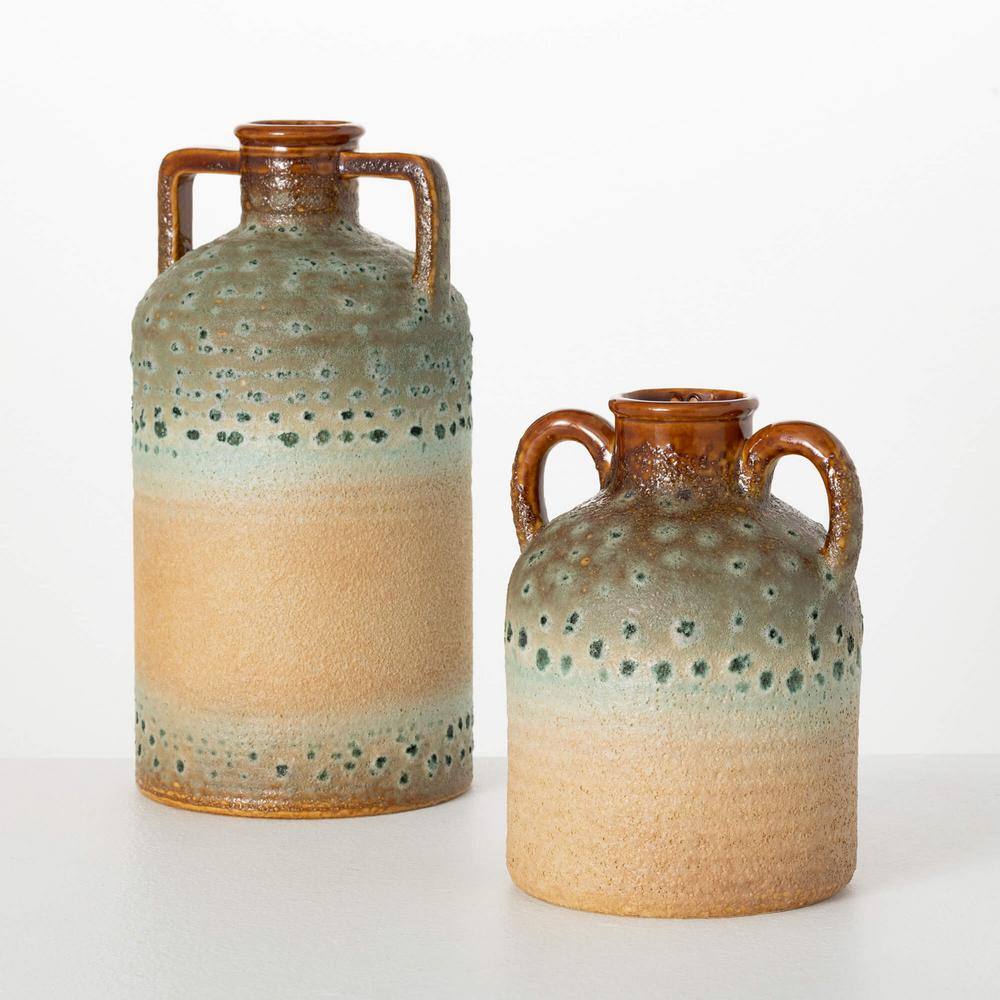 SULLIVANS 8 in. and 12 in. Distressed Rust Handled Vases Set of 2 ...