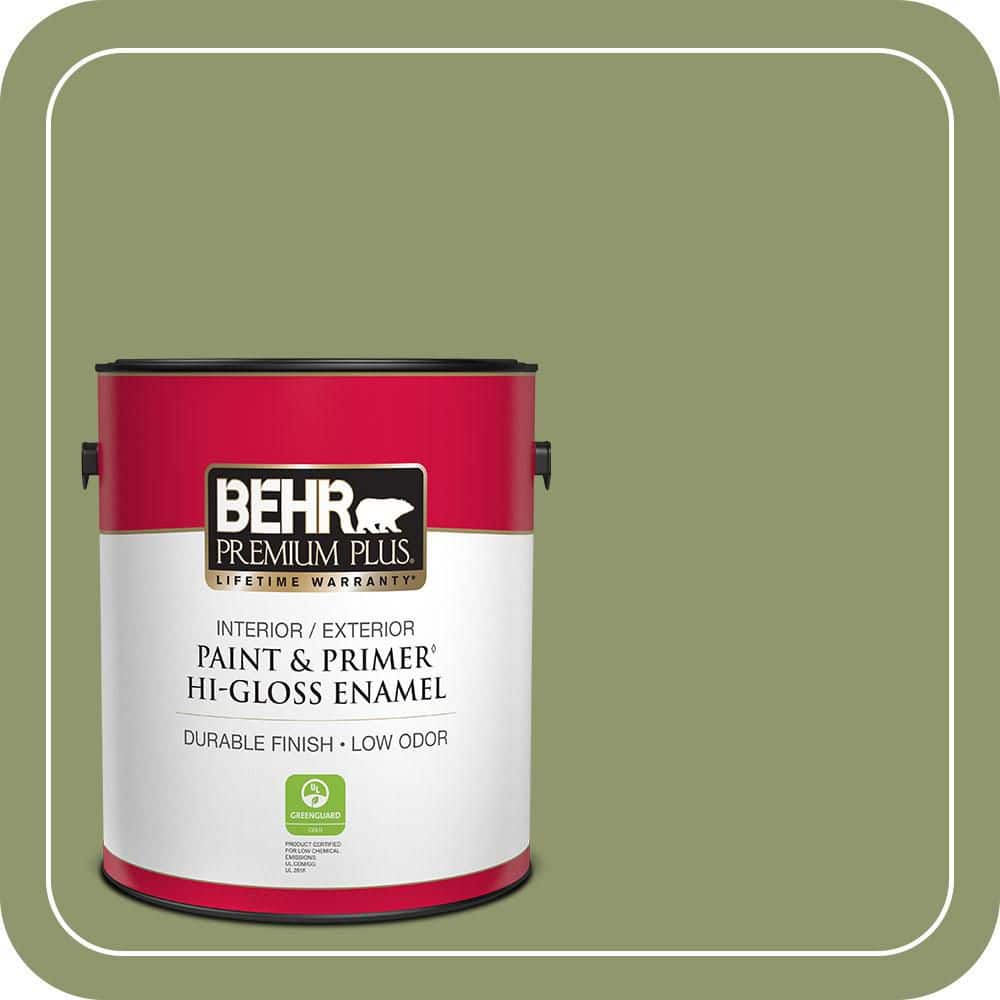 BEHR PREMIUM PLUS 1 gal. #410F-5 Boston Fern Hi-Gloss Enamel Interior ...