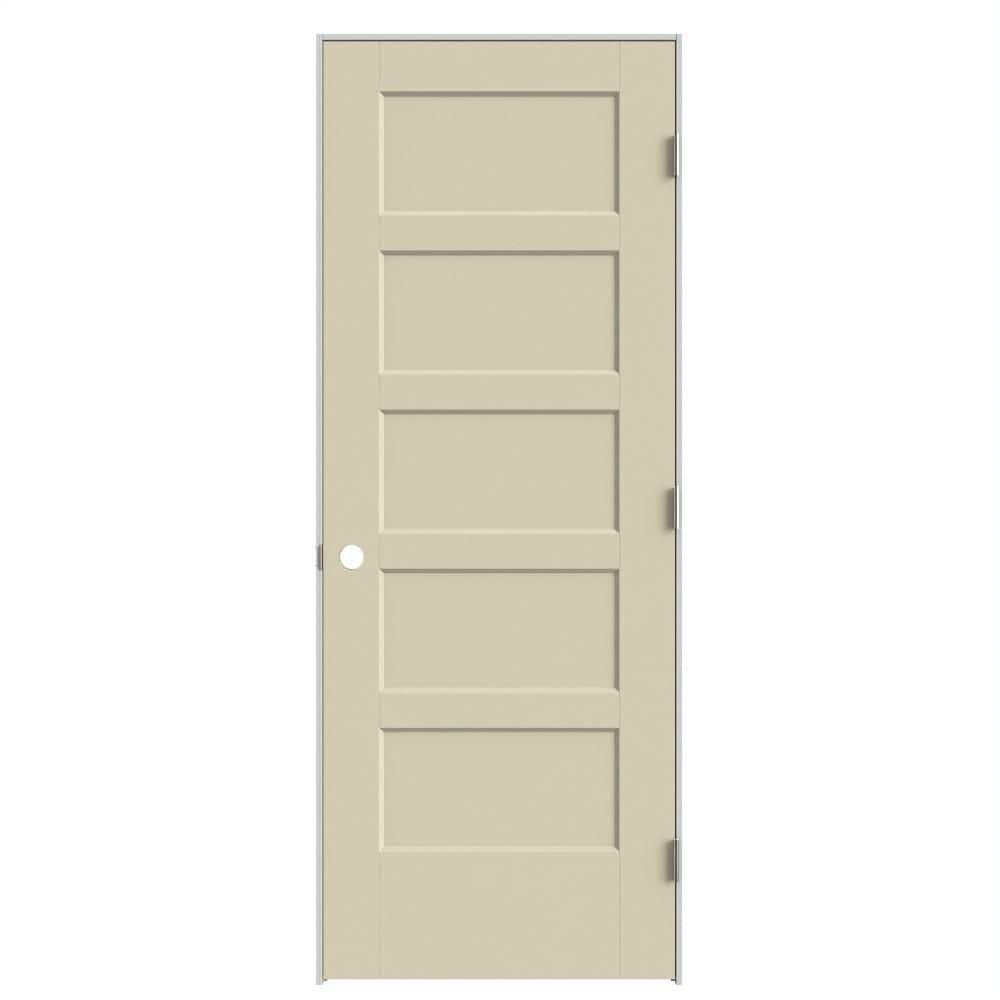 Masonite 32 in. x 80 in. 5-Panel Bayshore Left-Hand Hollow Golden ...