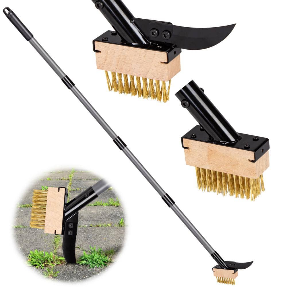 WaLensee 58 in. Moss and Weed Remover Wired Grout Cleaner Brush Weeder ...