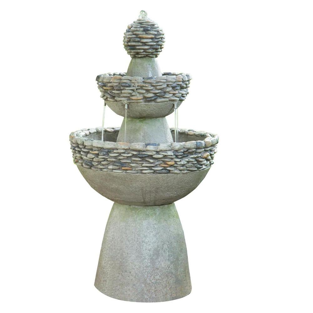 36.5 in. Gray Fiberglass Cascade Fountain L00W56B754 - The Home Depot