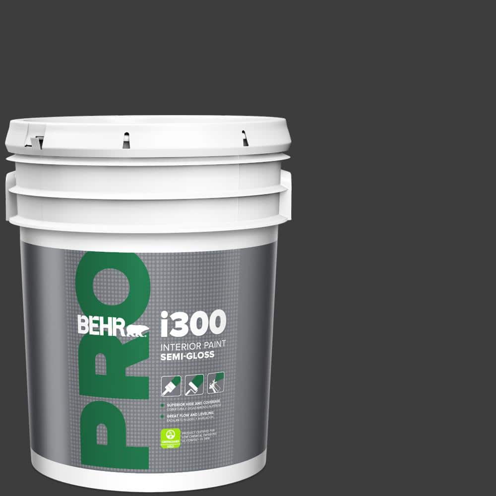BEHR PRO 5 gal. #PPF-59 Raven Black Semi-Gloss Interior Paint PR37305 ...