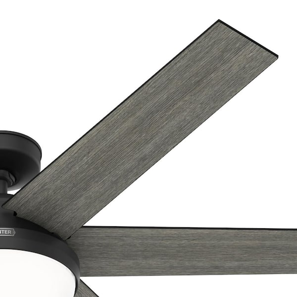 Hunter Millington 60 in. Indoor Matte Black Ceiling Fan with Light Kit ...