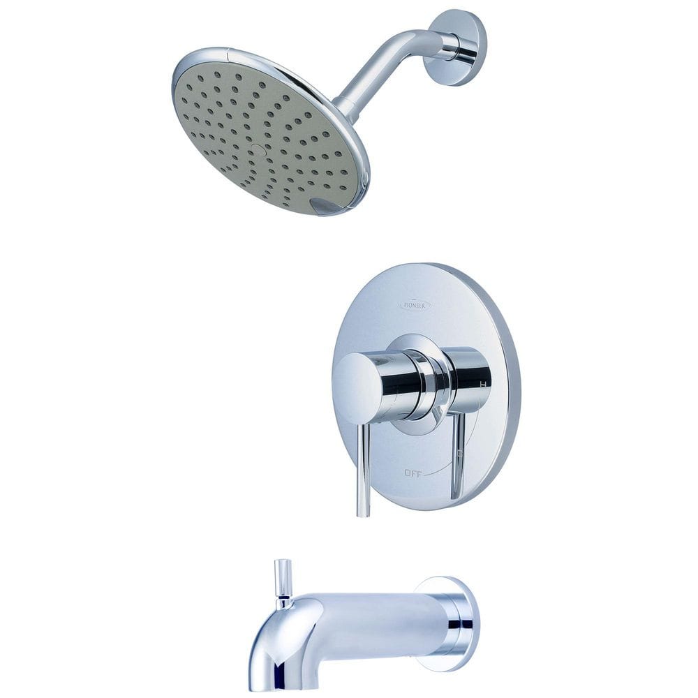 OLYMPIA Motegi Single Handle 1-Spray Tub and Shower Faucet Trim Set Single Function 6 in. Rain ...