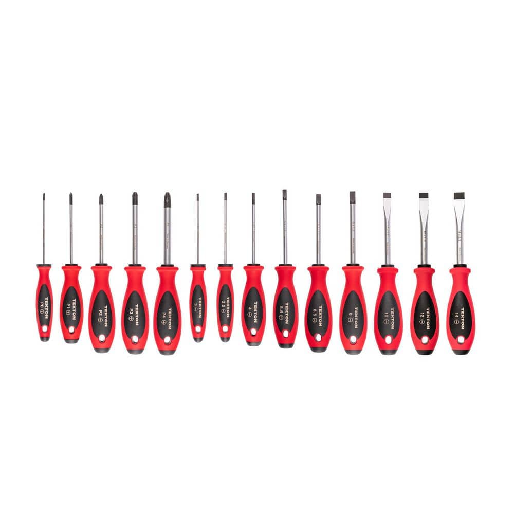 TEKTON Phillips and Slotted Screwdriver Set-4 in. Shanks, 14-Piece (#0 ...