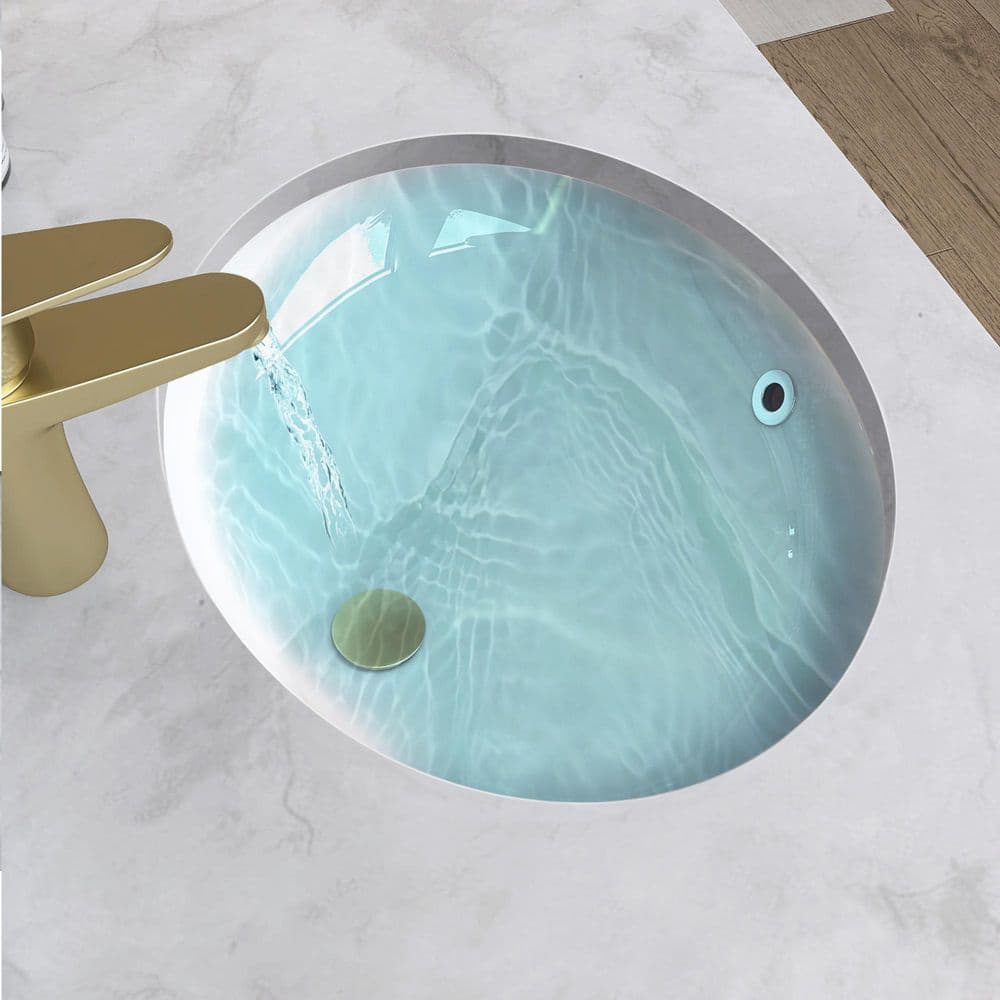 Zeafive 19 in. Undermount Oval U-shape Bathroom Sink with Overflow in ...
