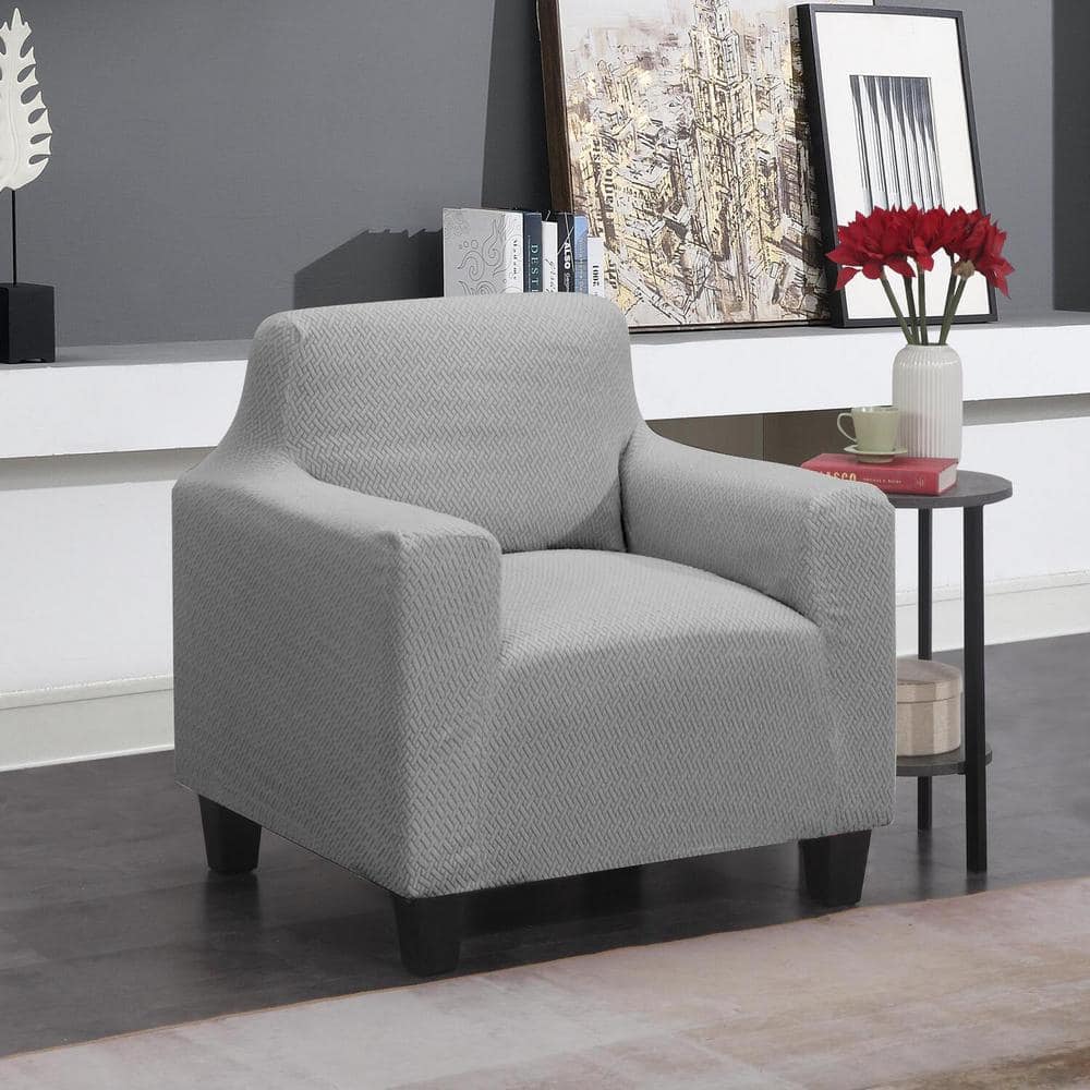 J&V TEXTILES Gray Microfiber Super Stretch Water Resistant Chair ...