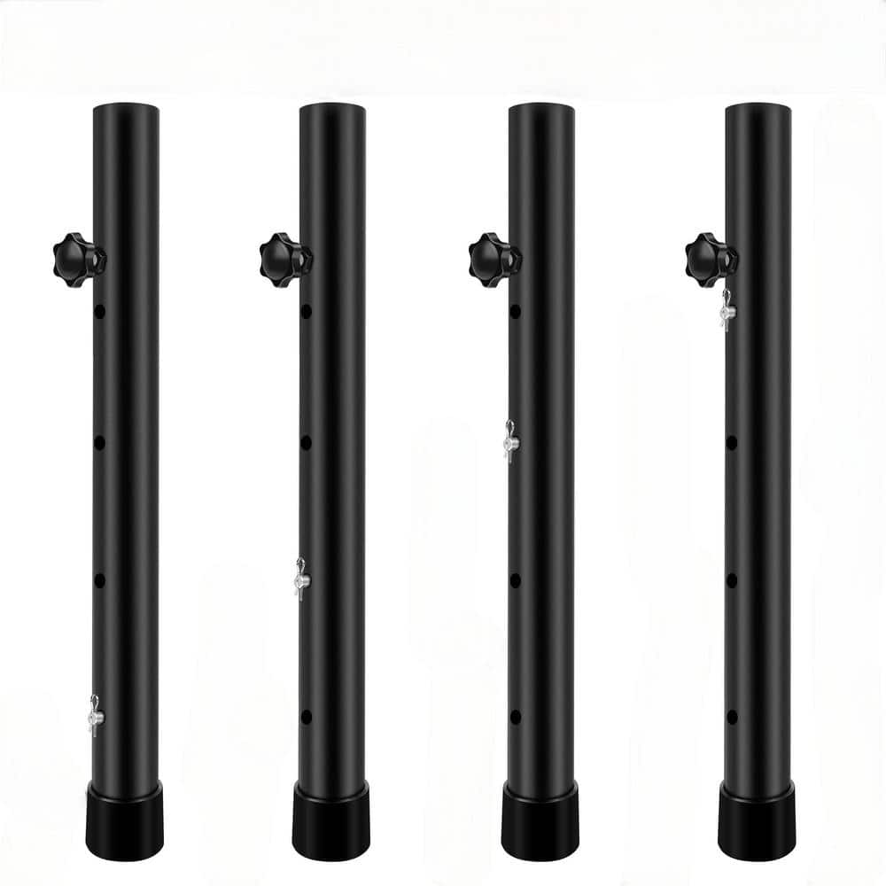 Angel Sar Black Cylinder Steel Table Leg Extenders with 4 Adjustable ...