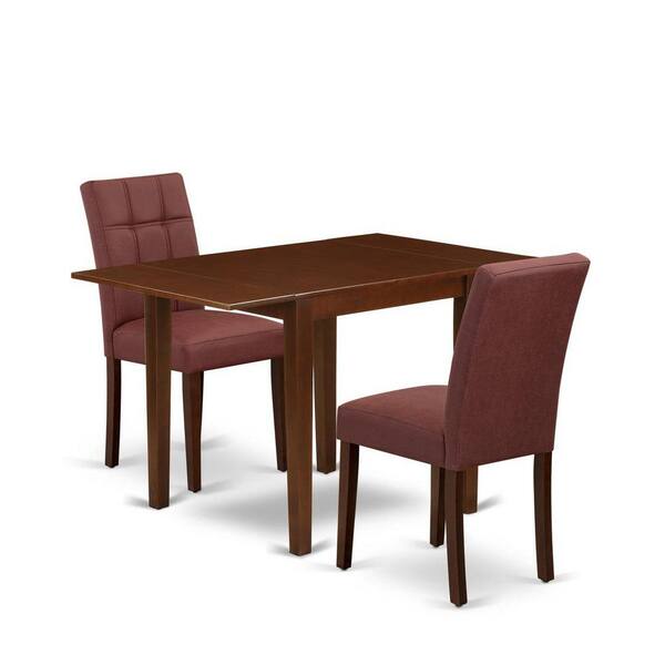 East West Furniture 3-Piece Mahogany Finish Rectangular Solid Wood Top ...