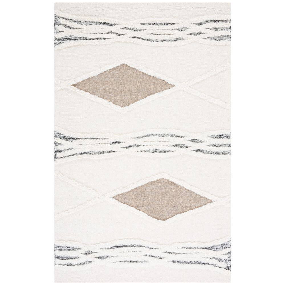 SAFAVIEH Casablanca 3 ft. x 5 ft. Ivory/Brown Diamond High-Low Area Rug ...