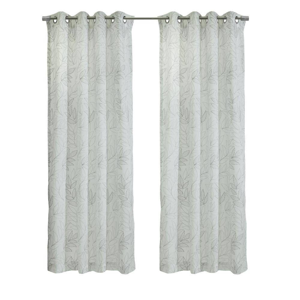 Habitat Valentina Grey Polyester Embroidery 52 in. W x 63 in. L Grommet ...