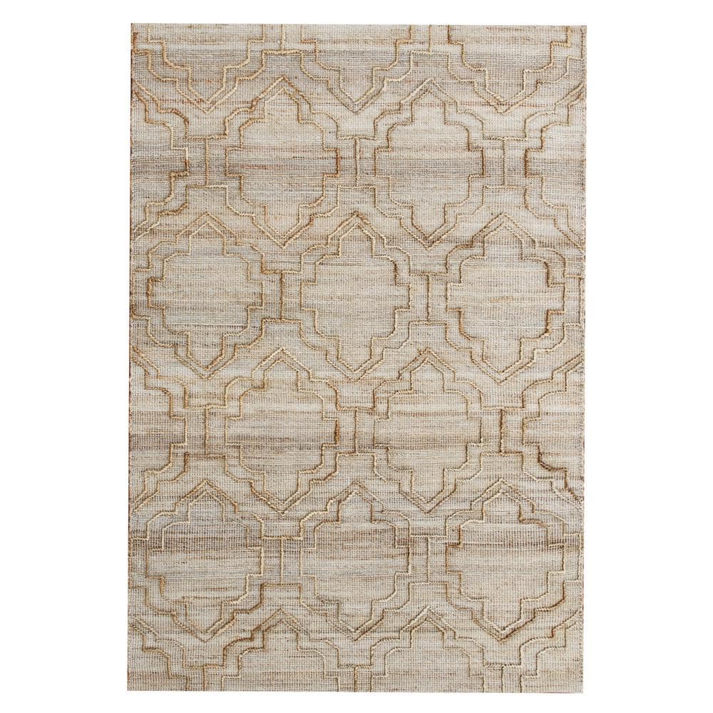 LR Home Mauri Natural 5 ft. x 7 ft. 9 in. Trellis Modern Jute Blend ...