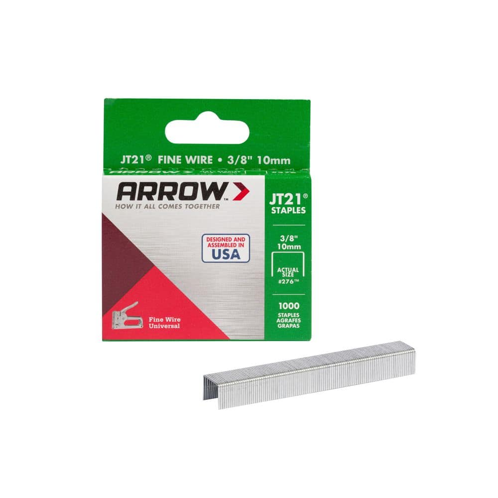 Arrow 3/8 in. Leg x 7/16 in. 276 Electro-galvanized, Medium Crown, 22.5 ...
